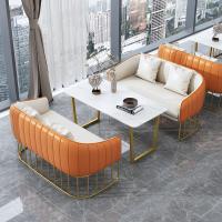 China Modern Velvet Restaurant Booth Sofa Set with Metal Base for Hotel Nail Salon Dining Furniture for sale