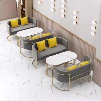 China Modern Velvet Restaurant Booth Sofa Set with Metal Base for Hotel Nail Salon Dining Furniture for sale