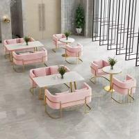 China Modern Velvet Restaurant Booth Sofa Set with Metal Base for Hotel Nail Salon Dining Furniture for sale