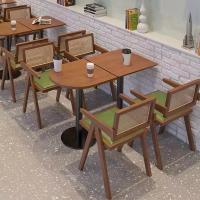 China Retro American Restaurant Furniture Vintage Wooden Dining Table and Chair Set Solid Wood Cafe for sale