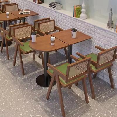 China Retro American Restaurant Furniture Vintage Wooden Dining Table and Chair Set Solid Wood Cafe for sale
