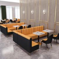China Classic Bistro Pub Furniture Cafe Restaurant Booth Seating with Custom Tables PU Leather Metal for sale