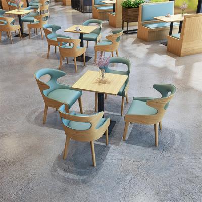 China Nordic Dining Chairs Restaurant Furniture Set PU Leather Wood Custom Size for Hotel Cafe for sale
