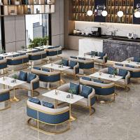 China Modern PU Leather Stainless Steel Restaurant Sofa Booth Set for Hotel Nail Salon for sale
