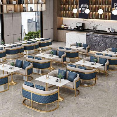 China Modern PU Leather Stainless Steel Restaurant Sofa Booth Set for Hotel Nail Salon for sale