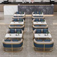 China Modern PU Leather Stainless Steel Restaurant Sofa Booth Set for Hotel Nail Salon for sale