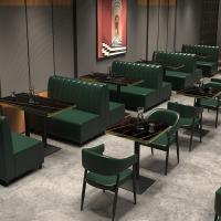 China Modern Restaurant Booth Seating Set with Metal Coffee Table and PU Leather Chairs Customizable for sale