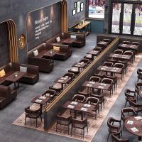 China Commercial C Shape Hookah Lounge Booth Sofa and Dining Table Chairs Set PU Leather Wood for sale