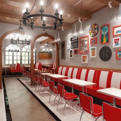 China Customizable Retro PU Leather Restaurant Booth Sofa for Coffee Shop Bar Cafe Dining for sale
