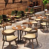 China Retro American Style Vintage Solid Wood Dining Table and Chair Set for Cafe Restaurant Furniture for sale
