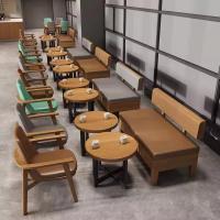 China Retro American Style Vintage Solid Wood Dining Table and Chair Set for Cafe Restaurant Furniture for sale