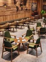 China Retro American Style Vintage Solid Wood Dining Table and Chair Set for Cafe Restaurant Furniture for sale