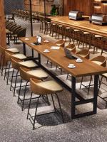 China Retro American Style Vintage Solid Wood Dining Table and Chair Set for Cafe Restaurant Furniture for sale