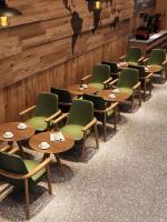 China Retro American Style Vintage Solid Wood Dining Table and Chair Set for Cafe Restaurant Furniture for sale