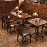 China American Retro Solid Wood Round Coffee Table with Rattan Seat Set for Cafe for sale