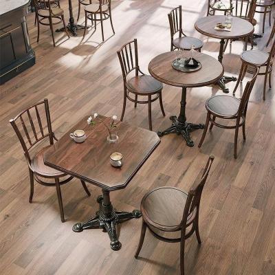China American Retro Antique Solid Ash Wood Dining Table Set Light Luxury Cafe Furniture 4 Seats for sale