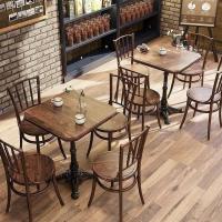 China American Retro Antique Solid Ash Wood Dining Table Set Light Luxury Cafe Furniture 4 Seats for sale