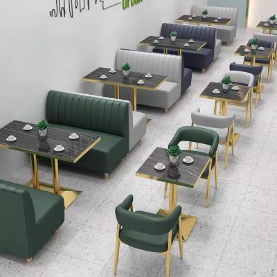 China Custom Modern Cafe Bench Seating Fast Food Restaurant Table and Chairs Coffee Shop Sofa PU Leather Metal for sale