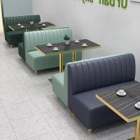 China Custom Modern Cafe Bench Seating Fast Food Restaurant Table and Chairs Coffee Shop Sofa PU Leather Metal for sale
