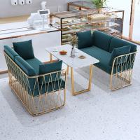 China Light Luxury Velvet Sofa Set with Metal Coffee Table for Restaurant Booth Leisure Furniture for sale