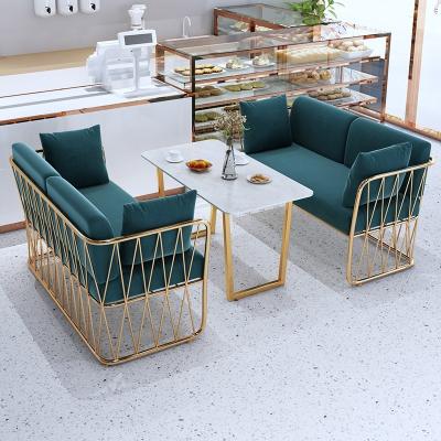 China Light Luxury Velvet Sofa Set with Metal Coffee Table for Restaurant Booth Leisure Furniture for sale