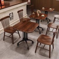 China Vintage Solid Wood Restaurant Table and Chairs Set for Coffee Shop Booth Sofa Combination Furniture for sale