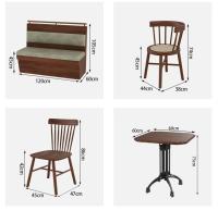 China Vintage Solid Wood Restaurant Table and Chairs Set for Coffee Shop Booth Sofa Combination Furniture for sale