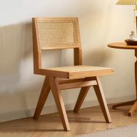 China Retro Solid Wood Dining Table Set with Rattan Chairs for Coffee Shop Restaurant Furniture for sale