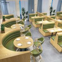 China Commercial Restaurant Leather Booth Sofa Seating Wooden Furniture Set with Table and Chairs for Cafe Shop for sale