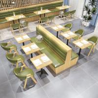 China Commercial Restaurant Leather Booth Sofa Seating Wooden Furniture Set with Table and Chairs for Cafe Shop for sale
