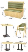 China Commercial Restaurant Leather Booth Sofa Seating Wooden Furniture Set with Table and Chairs for Cafe Shop for sale