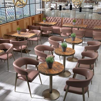 China Industrial Style Booth Sofa Seating for Restaurant Hot Pot Shop Commercial Dining Table and Chairs Customizable for sale