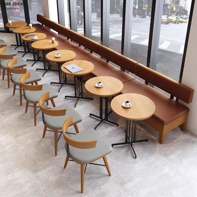 China Modern Wooden Booth Sofa Set with Dining Table and Chairs for Coffee Shop Restaurant Customizable Size for sale