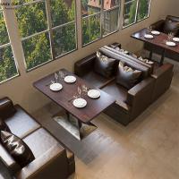 China Industrial Style Coffee Shop Booth Sofa Set with Table and Chair Solid Wood PU Leather Custom Size for sale