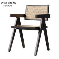 China Nordic Solid Wood Rattan Dining Chair for Home Restaurant Cafe Durable Comfortable Seating 4pcs MOQ for sale