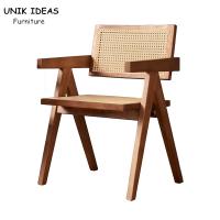 China Nordic Solid Wood Rattan Dining Chair for Home Restaurant Cafe Durable Comfortable Seating 4pcs MOQ for sale