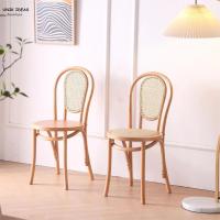 China Solid Wood Rattan Dining Chair for Restaurant Hotel Cafe Durable Custom Color 20pcs MOQ for sale