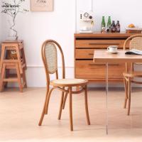 China Solid Wood Rattan Dining Chair for Restaurant Hotel Cafe Durable Custom Color 20pcs MOQ for sale