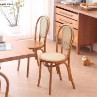 China Solid Wood Rattan Dining Chair for Restaurant Hotel Cafe Durable Custom Color 20pcs MOQ for sale