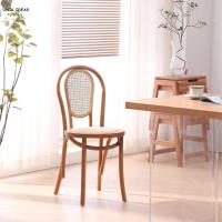 China Solid Wood Rattan Dining Chair for Restaurant Hotel Cafe Durable Custom Color 20pcs MOQ for sale