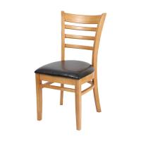 China Solid Wood PU Leather Dining Chair Oak Finish for Restaurant Coffee Shop 2pcs MOQ for sale