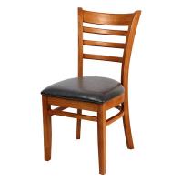 China Solid Wood PU Leather Dining Chair Oak Finish for Restaurant Coffee Shop 2pcs MOQ for sale