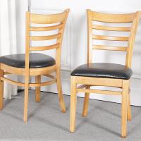 China Solid Wood PU Leather Dining Chair Oak Finish for Restaurant Coffee Shop 2pcs MOQ for sale