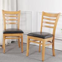 China Solid Wood PU Leather Dining Chair Oak Finish for Restaurant Coffee Shop 2pcs MOQ for sale