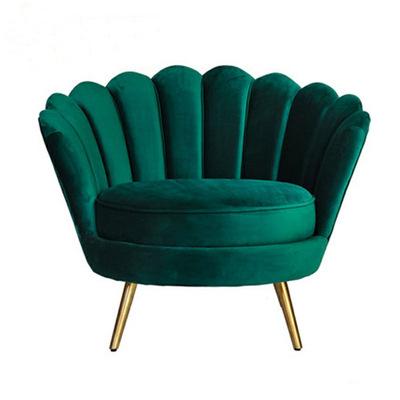 China Modern Pink Velvet Armchair with Gold Legs Living Room Shell Sofa Chair 1 Seater for sale