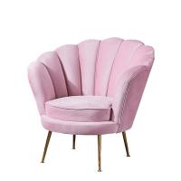 China Modern Pink Velvet Armchair with Gold Legs Living Room Shell Sofa Chair 1 Seater for sale