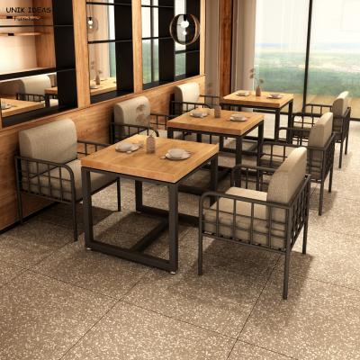China Modern Restaurant Dining Table and Chairs Set Leather Booth Sofa Seating Comfortable Leisure Furniture 4 Seats for sale