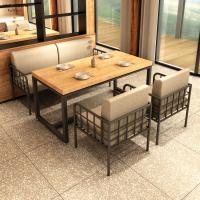 China Modern Restaurant Dining Table and Chairs Set Leather Booth Sofa Seating Comfortable Leisure Furniture 4 Seats for sale