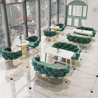 China Tea House Weaving Vine Cloth Metal Base Southeast Asian Leisure Table and Chair Set ZX-43106 for sale