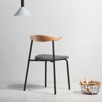China Nordic Solid Wood Cow Horn Chair 41x47x78cm PU Leather Metal Dining Side Chair for sale